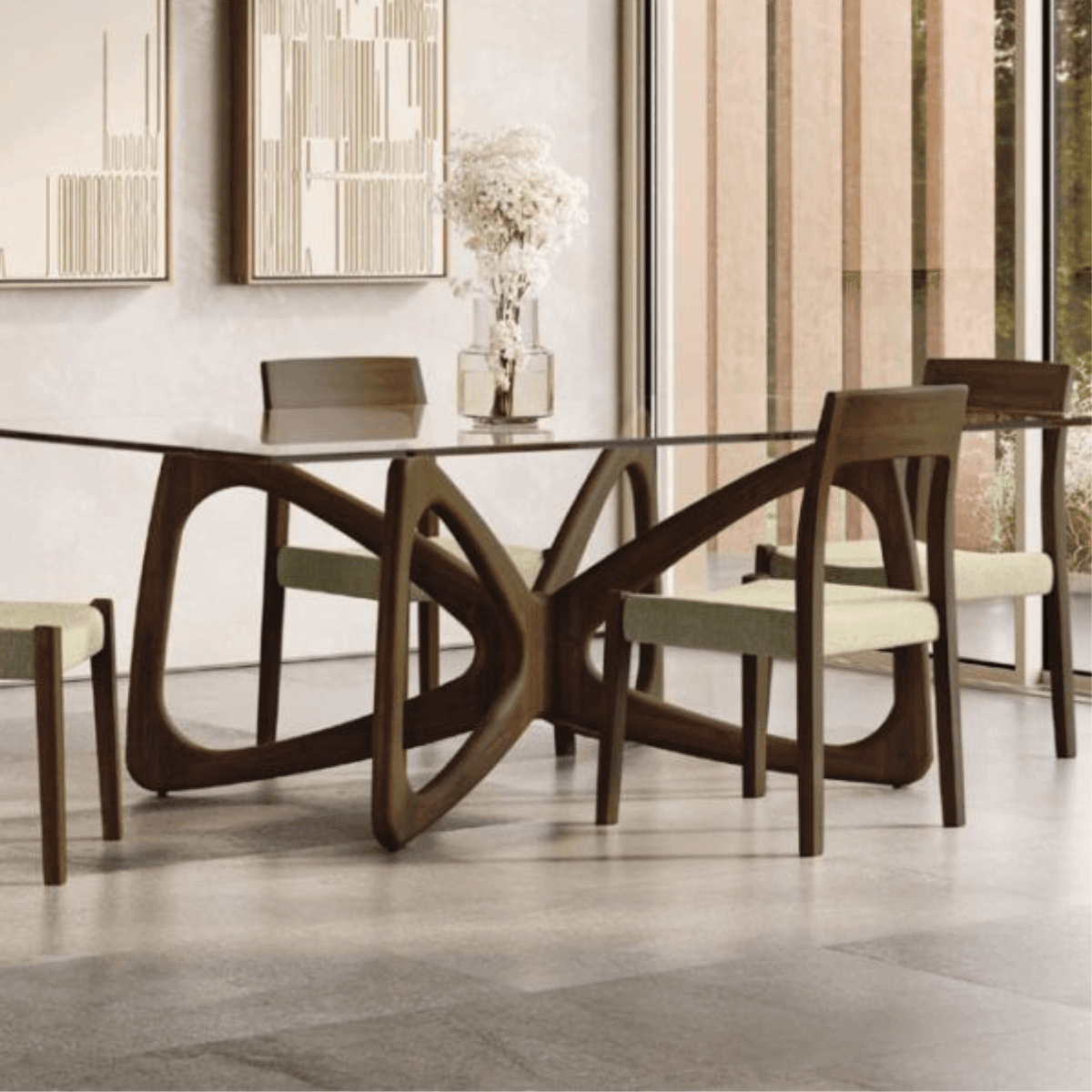 Butterfly Glass Top Dining Table | Copeland – Urban Natural Home