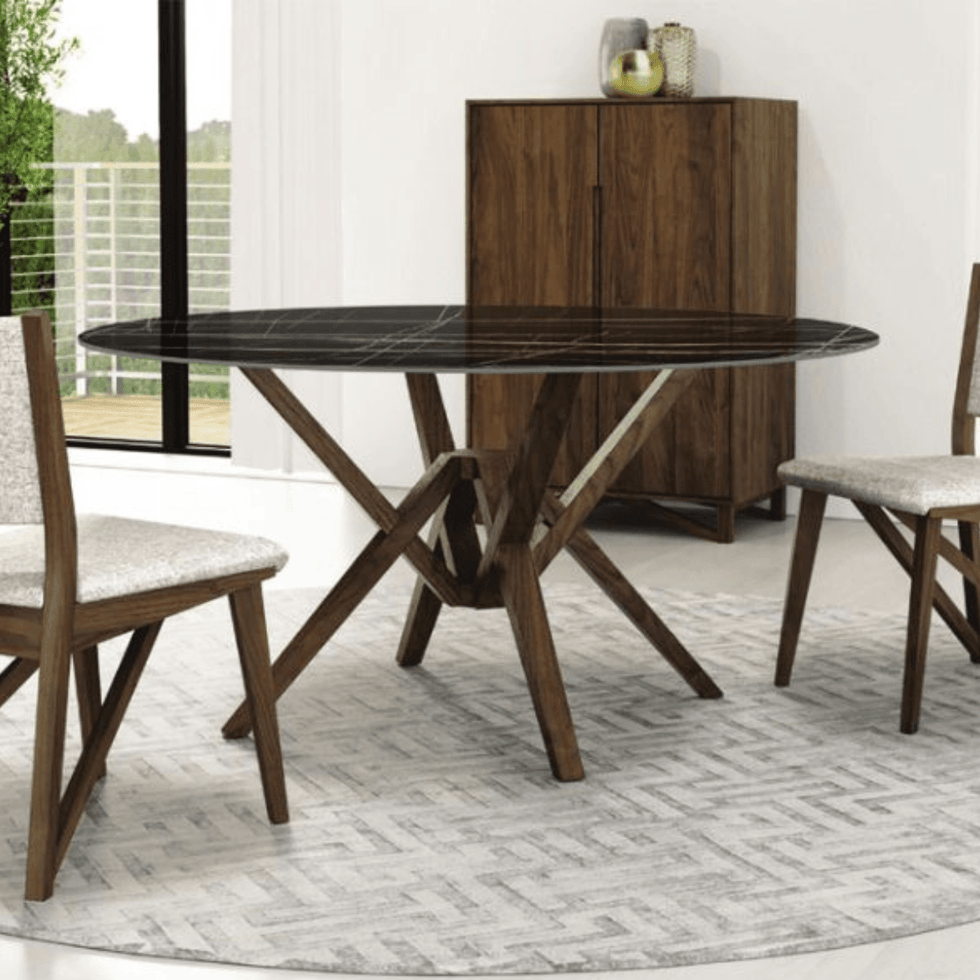 Exeter Round Stone Top Dining Table – Urban Natural Home