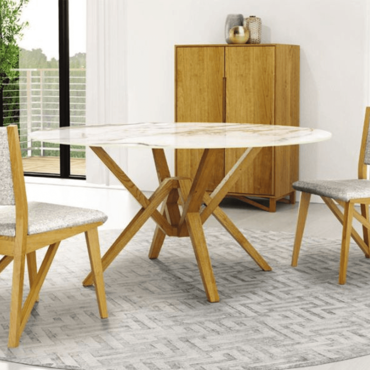 Exeter Round Stone Top Dining Table – Urban Natural Home