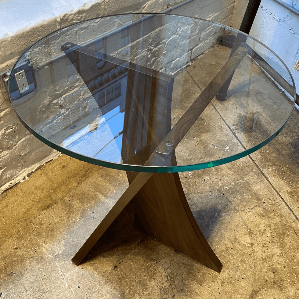Planes Round End Table in Walnut | Copeland – Urban Natural Home