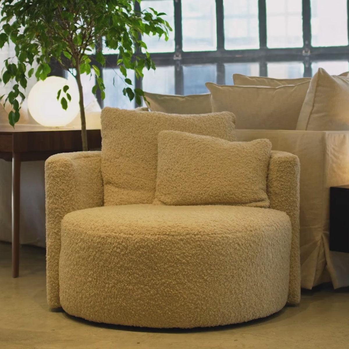 Leander Sherpa Oversized Swivel Chair by Rowe – Urban Natural Home