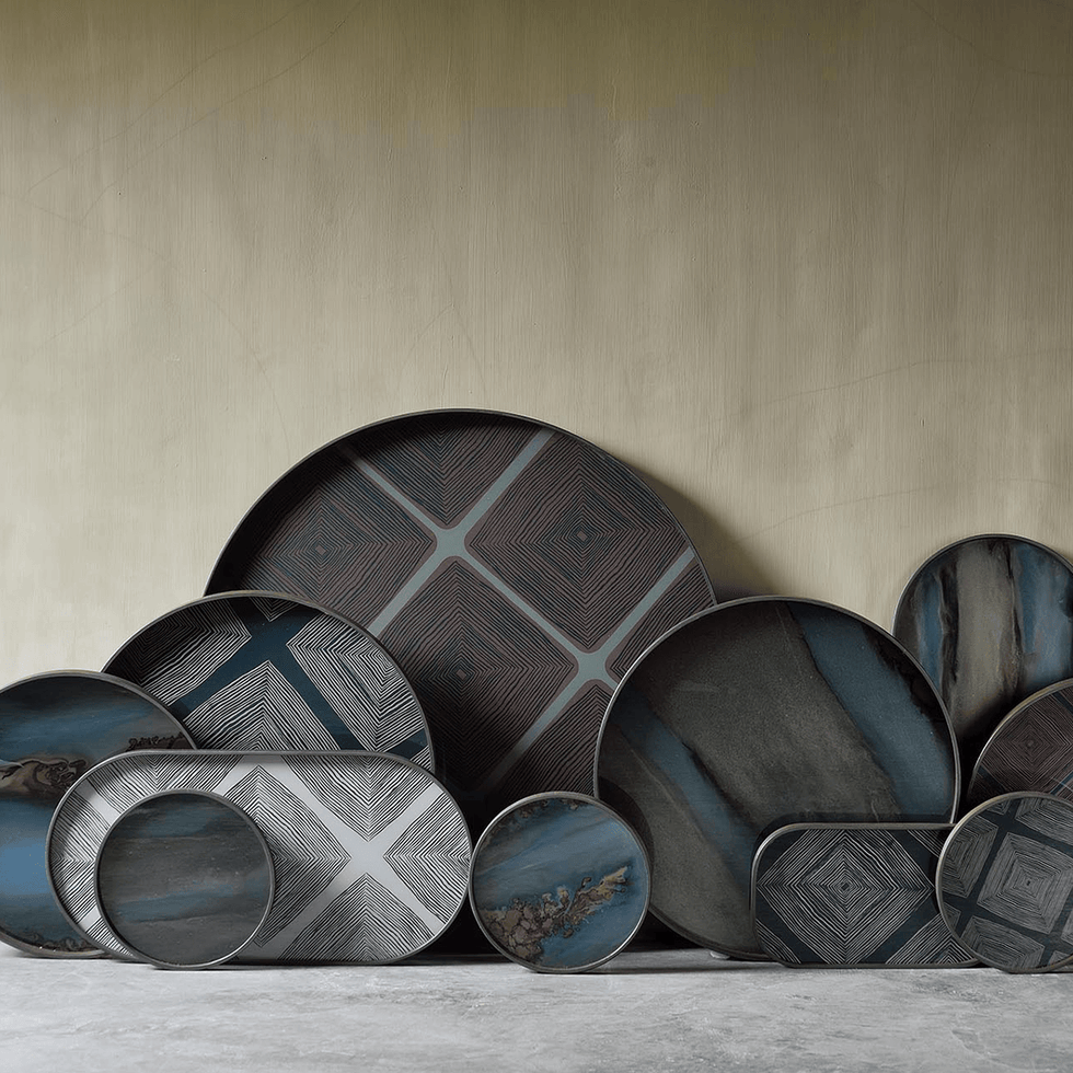 Large Round Graphite Organic Glass Tray — Sustainably & Ethically ...